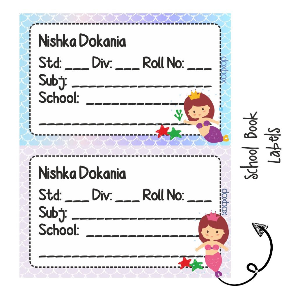 School Book Labels-Cute Mermaid – Peppydots