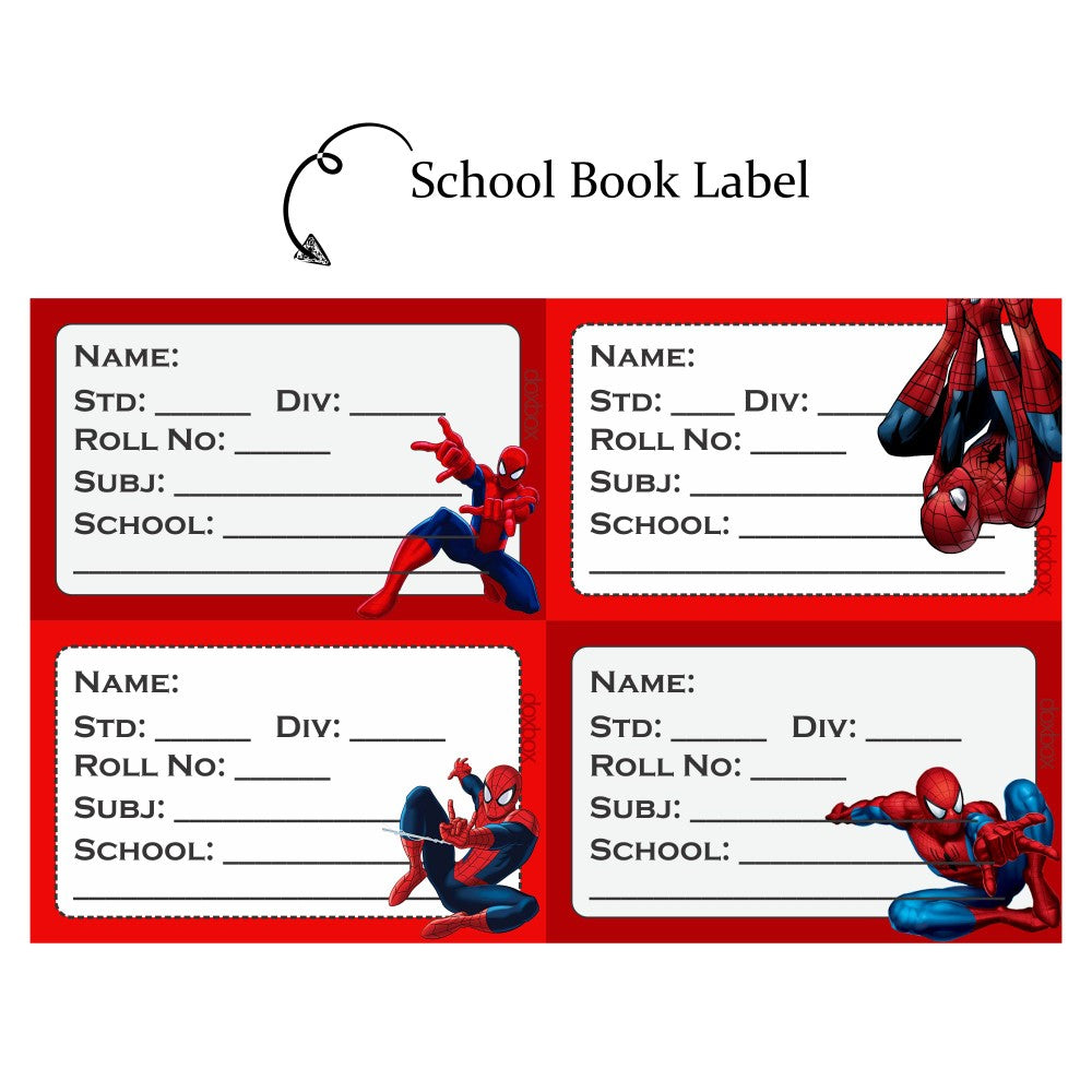 NP SCHOOL BOOK LABEL Spiderman – Peppydots