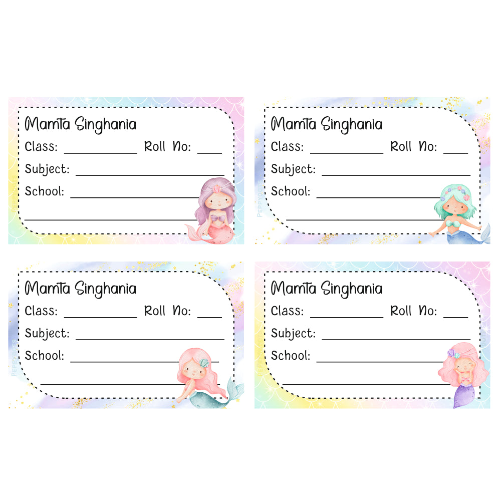 School Book Label - Cute Mermaid – Peppydots