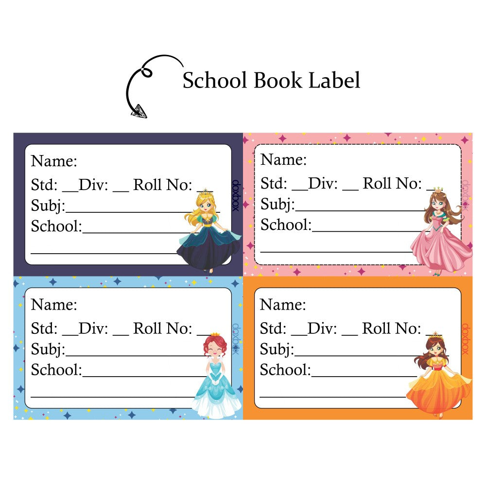 NP SCHOOL BOOK LABEL -Princess – Peppydots